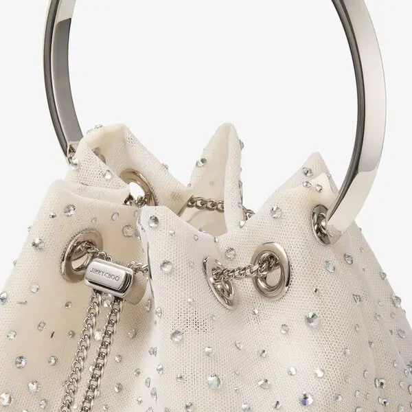 JIMMY CHOO Bon Bon Crystal Mesh Handbag - White/crystal
