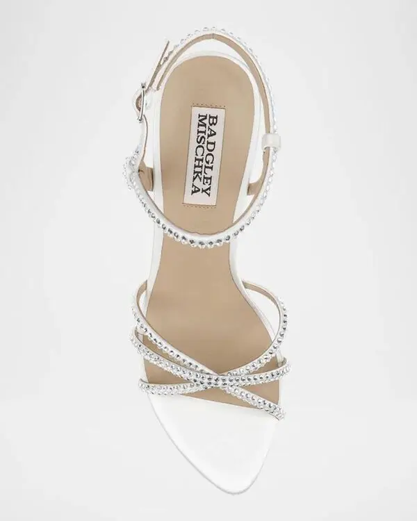 Badgley Mischka Julietta Crystal Embellished Sandals - White