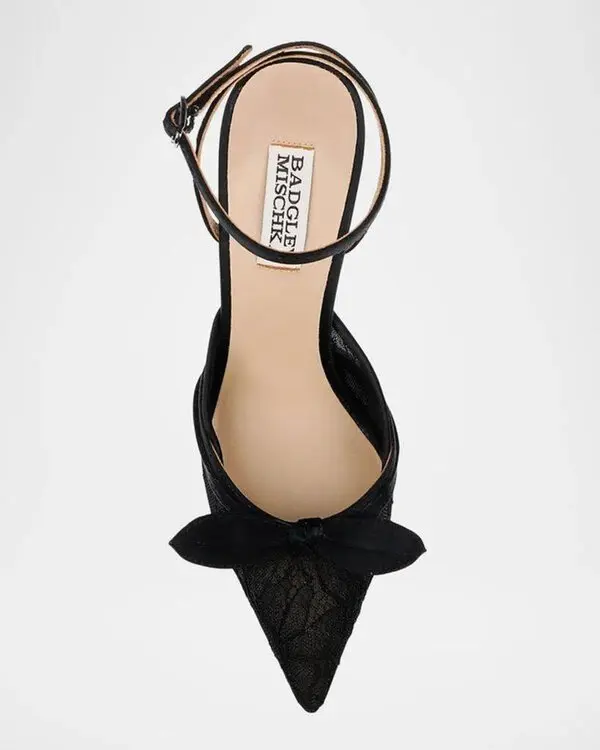Badgley Mischka Josie Silk And Lace Pumps - Black