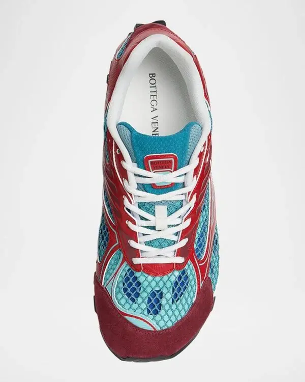 Bottega Veneta Orbit Technical Fishnet Sneakers - Red/blue