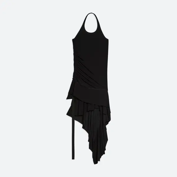 butter yellow asymmetrical dress Helmut Lang // Grey Asymmetrical Scrunch Top – VSP Consignment