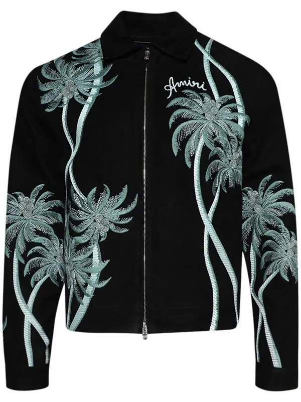 Amiri Palm Embroidered Shirt Jacket - Black