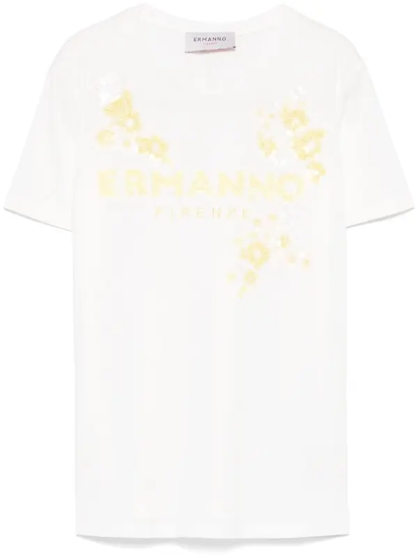 ERMANNO FIRENZE Sequin-embellished T-shirt - White