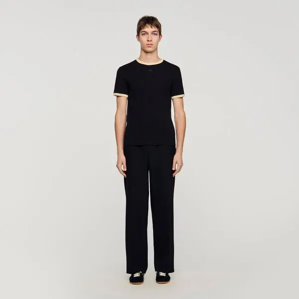 Sandro Two-tone Patch T-shirt - Black