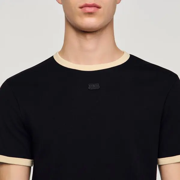 Sandro Two-tone Patch T-shirt - Black