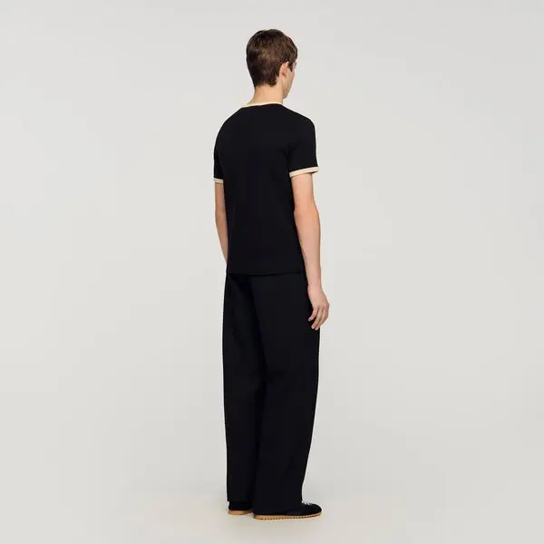 Sandro Two-tone Patch T-shirt - Black