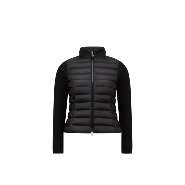 Moncler Padded Zip-up Merino Wool Cardigan - Black