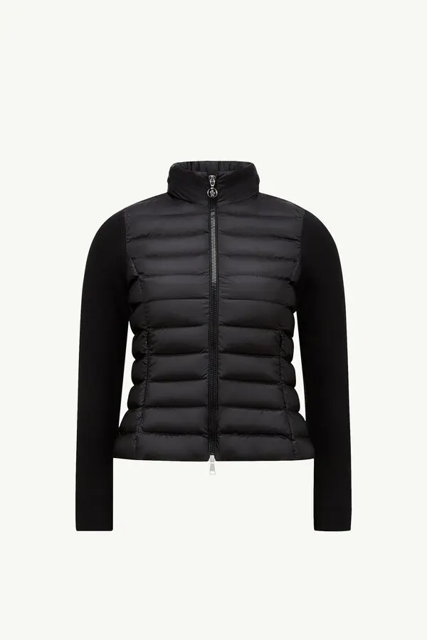 Moncler Padded Zip-up Merino Wool Cardigan - Black