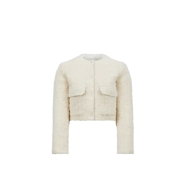 Moncler Dauphin Tweed Short Down Jacket - White