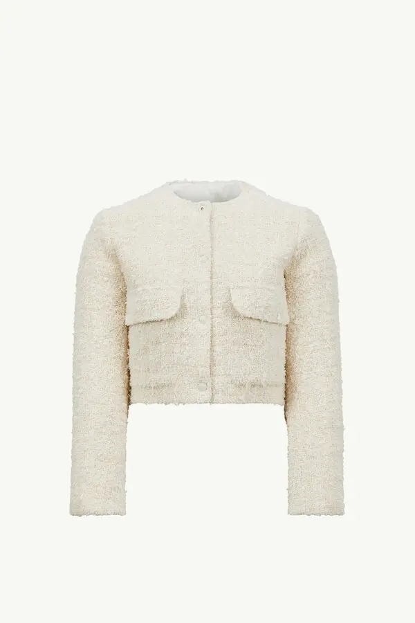 Moncler Dauphin Tweed Short Down Jacket - White
