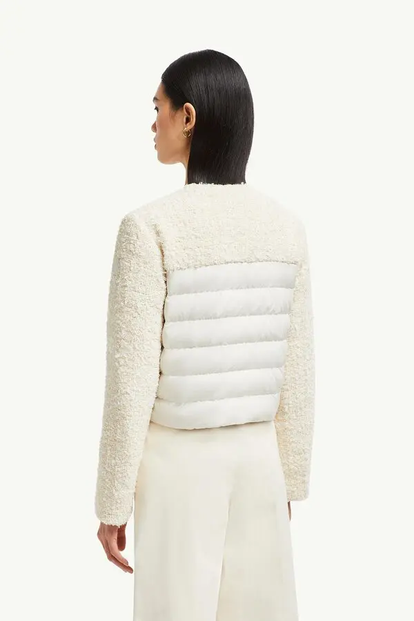 Moncler Dauphin Tweed Short Down Jacket - White