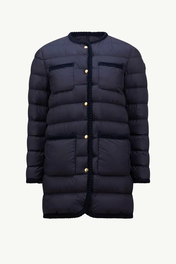 MONCLER ネイビー キルティングジャケット 130cm Blue Aiguille Diamond-Quilted Down Shirt Jacket - Short Down