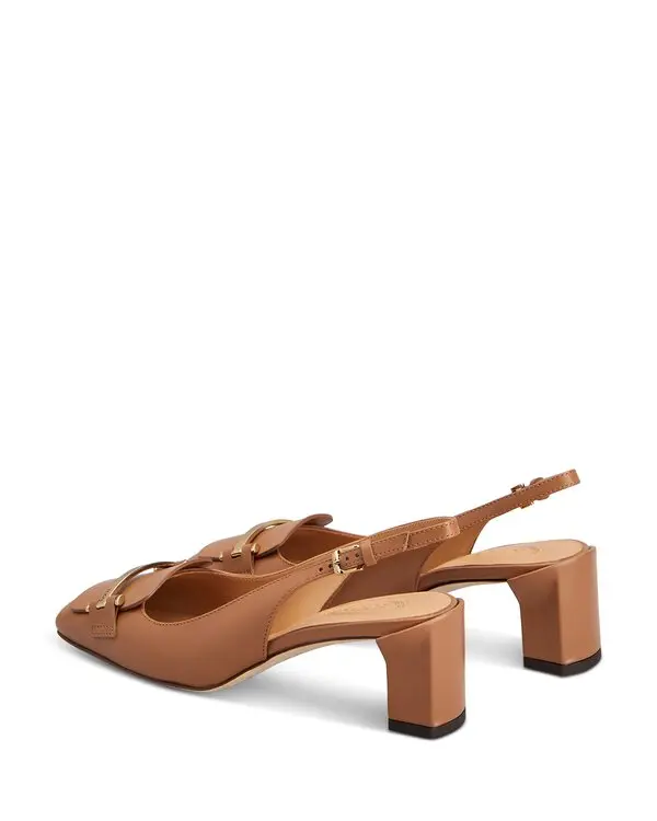 TOD'S Leather Loafer Pumps - Light Beige