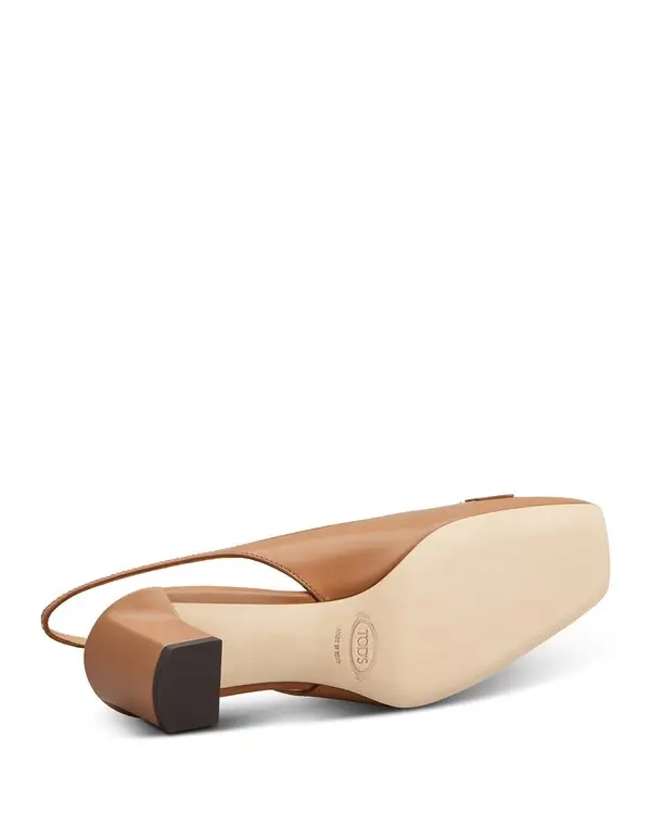 TOD'S Leather Loafer Pumps - Light Beige