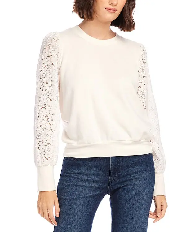 Karen Kane Contrast Lace Sleeve Top
