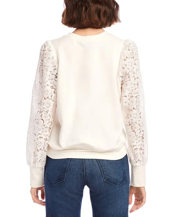 Karen Kane Contrast Lace Sleeve Top