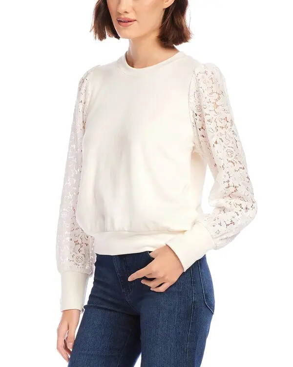 Karen Kane Contrast Lace Sleeve Top
