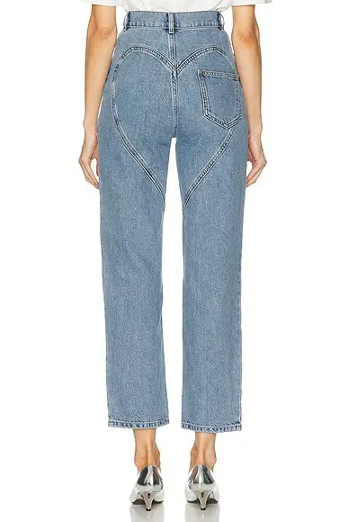 AREA Crystal Heart Embellished Straight Leg Jeans - Light Blue
