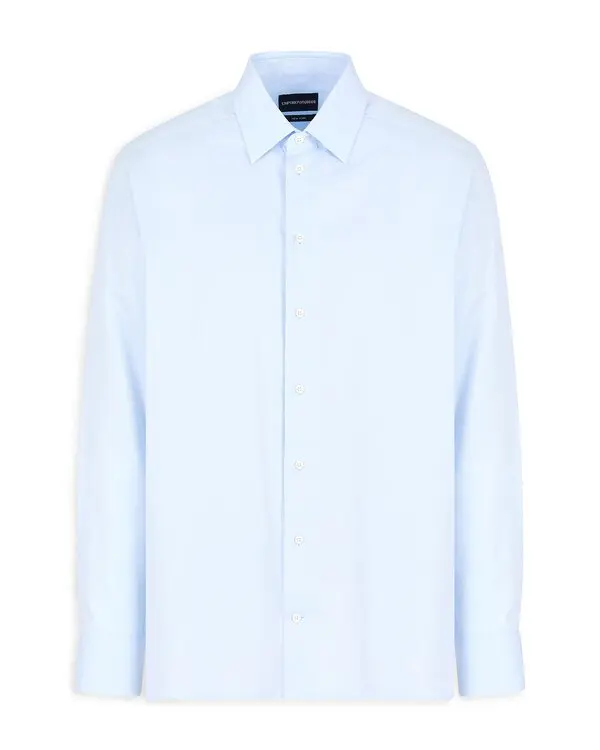 Emporio Armani New York Regular Fit Micro Chevron Dress Shirt - Blue