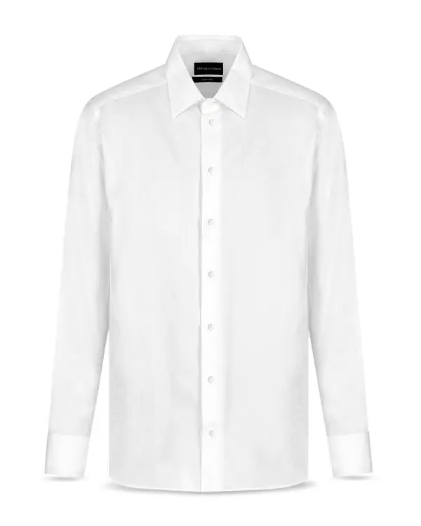 Emporio Armani New York Regular Fit Micro Chevron Dress Shirt - Brilliant