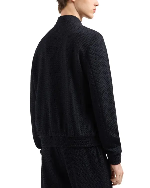 Emporio Armani Regular Fit Jacquard Bomber Jacket - Dark Navy