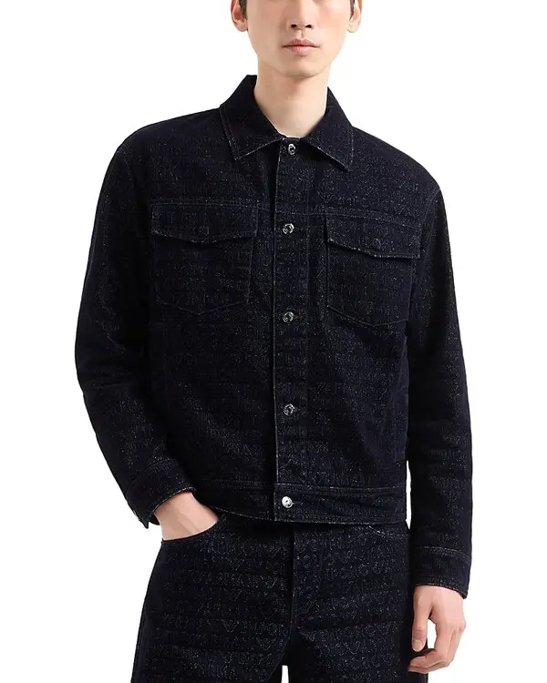 Emporio Armani Regular Fit Flocked Denim Jacket