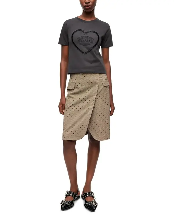 GANNI Heavy Heart Tonal Logo Tee