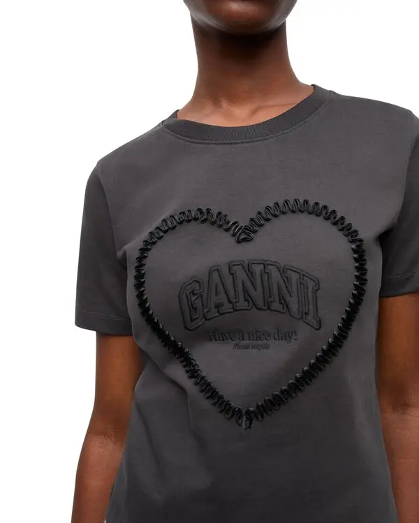 GANNI Heavy Heart Tonal Logo Tee
