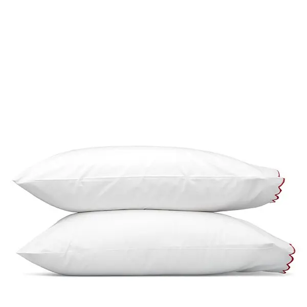 MATOUK Dakota Percale Standard Pillowcase, Set Of 2 - Red