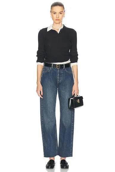 Guest In Residence Long Sleeve Shrunken Polo Top