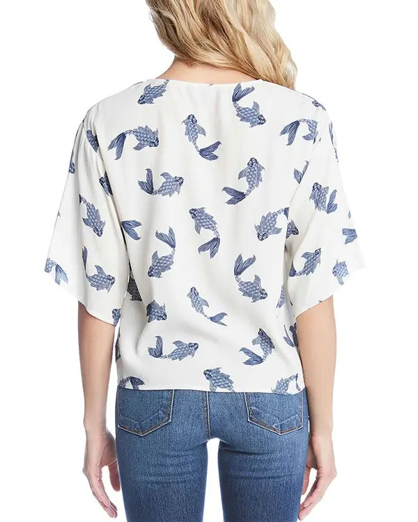 Karen Kane Printed Tie Hem Top - Print