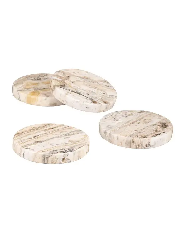 GAURI KOHLI Tasmania Brown Onyx Coasters, Set Of 4 - Beige