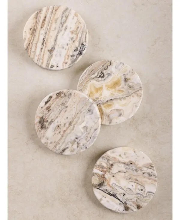 GAURI KOHLI Tasmania Brown Onyx Coasters, Set Of 4