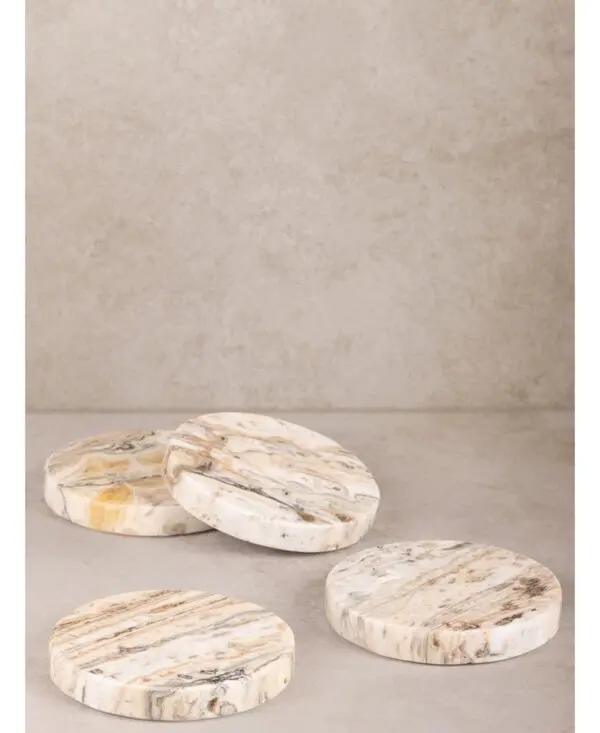 GAURI KOHLI Tasmania Brown Onyx Coasters, Set Of 4