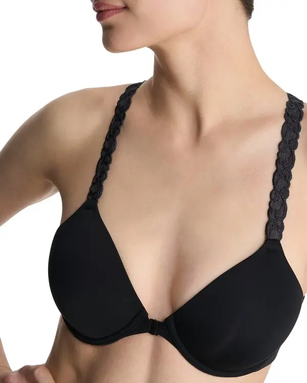 Natori Pure Luxe Convertible Lace Strap Bra - Black