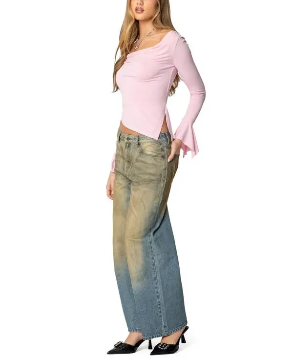 EDIKTED Rayna Cowl Neck Asymmetric Top