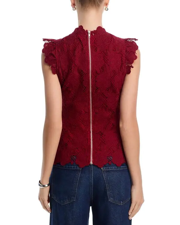 Aqua Contrast Lace Top - Wine