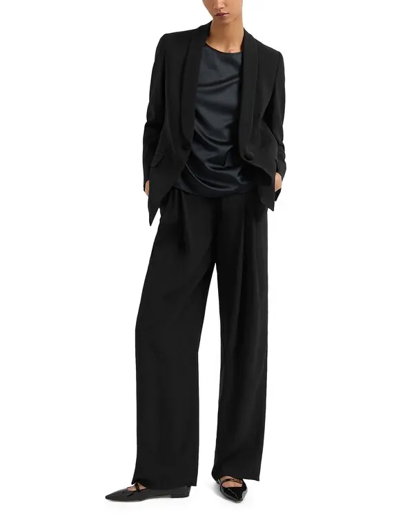 Emporio Armani Stretch Silk Satin Short Sleeve Blouse - Black
