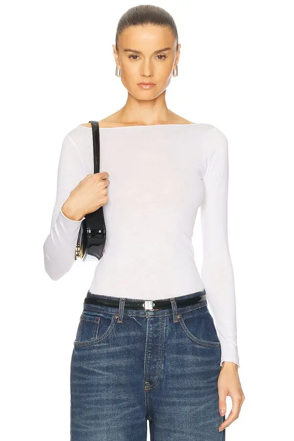 AYA MUSE Boatneck Long Sleeve Tee - White