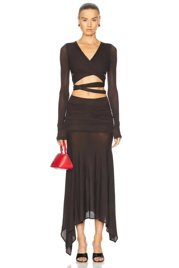 Attico Long Sleeve Midi Dress
