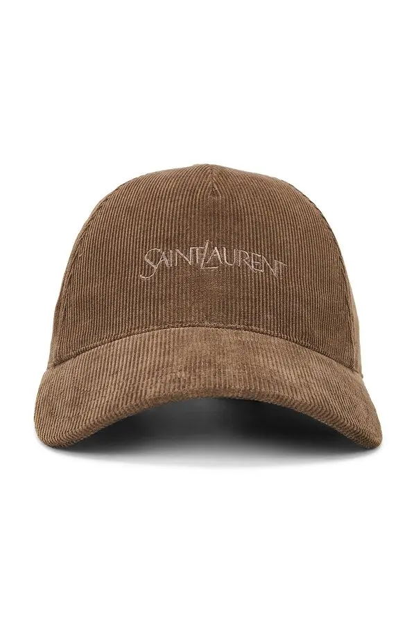 Saint Laurent Corduroy Trucker Cap - Kaki & Gold
