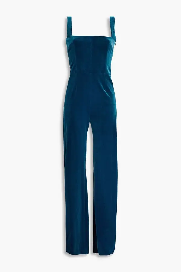Galvan Vesper Velvet Jumpsuit - Petrol