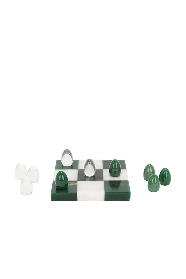 LOREN STEWART Tic Tac Toe Set - Glass & Green Agate