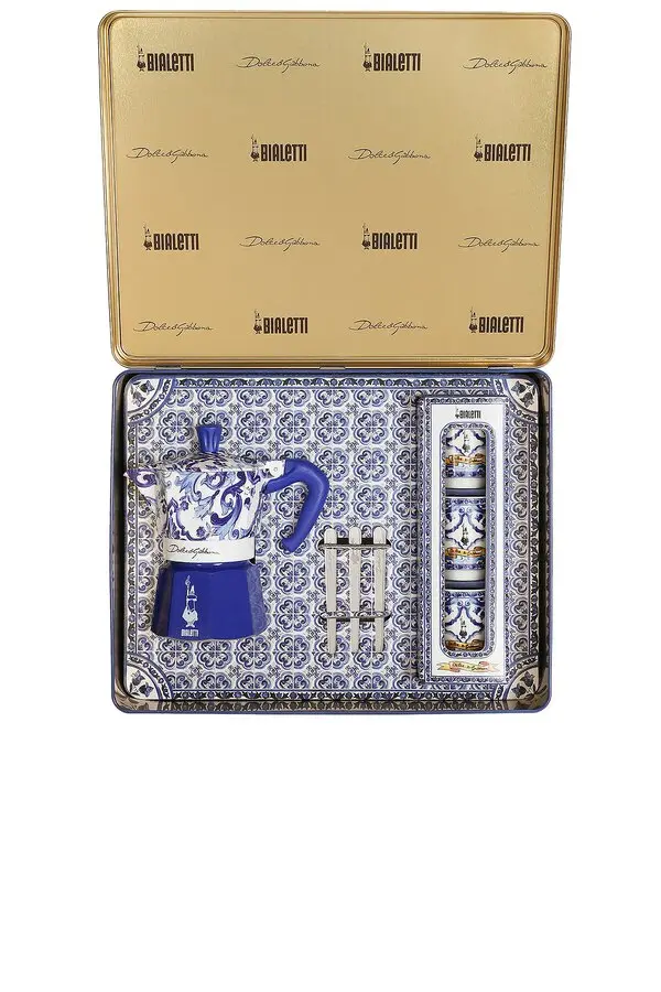 DOLCE & GABBANA CASA Bialetti Moka Set In Blue - Blue Mediterraneo