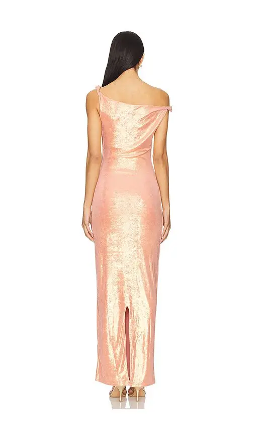 Superdown Off-the-shoulder Maxi Gown With Metallic Threading