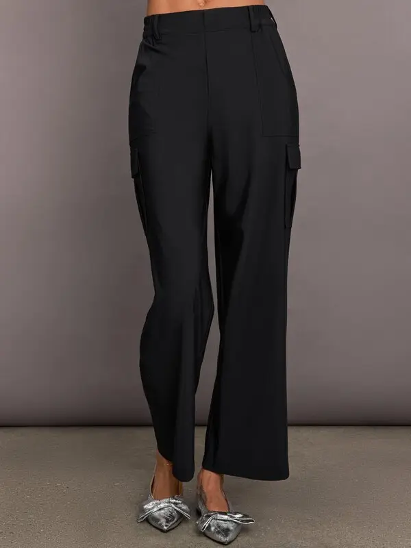 Carbon38 Stretch Woven Wide-leg Cargo Pant