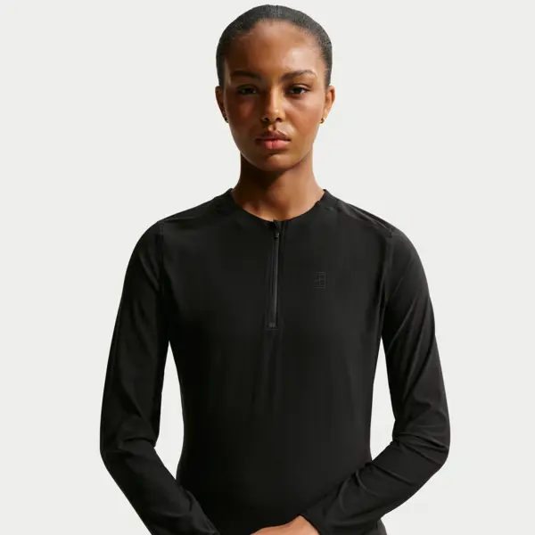Nike Court Advantage Dri-fit Mid-layer Tennis Top - Black