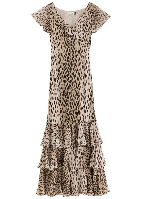 Rixo Amelle Printed Silk-chiffon Maxi Dress