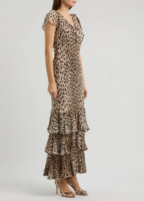 Rixo Amelle Printed Silk-chiffon Maxi Dress