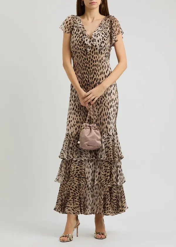 Rixo Amelle Printed Silk-chiffon Maxi Dress
